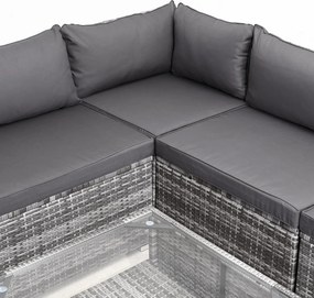 Deuba Zahradní ratanový set XXL - šedá/antracit podušky