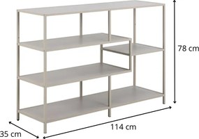 Knihovna Seaford 114 cm šedá
