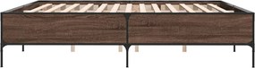 Rám postele hnědý dub 200 x 200 cm kompozitní dřevo a kov 3279781