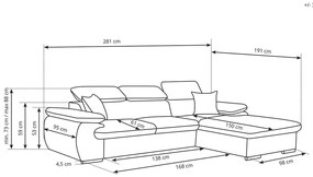 Sedací souprava COOL | 281x191 cm | rozkládací + úložný prostor | PRAVÁ | VÝBĚR TKANIN