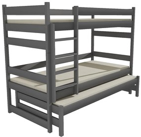 Patrová postel s výsuvnou přistýlkou PPV 018 90 x 200 cm - šedá