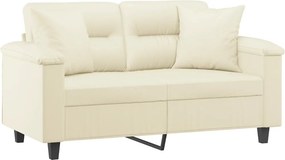 2místná pohovka s polštáři krémová 120 cm umělá kůže 3200984