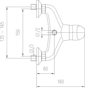 Aqualine, KASIOPEA nástěnná sprchová baterie, chrom, 1107-11