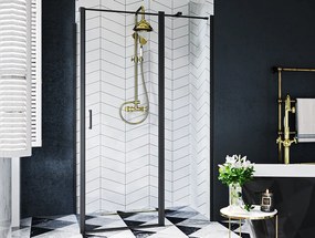 Besco Posuvné sprchové dveře DUO SLIDE BLACK 100x195 (110x195, 120x195, 130x195 ) pro instalaci do niky Rozměry (cm): šířka: 110, Barva profilů a typ výplně: profily: černá, výplň: transparent