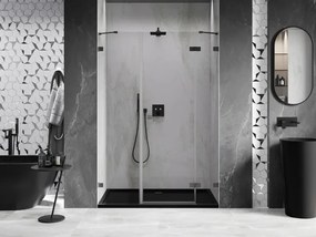 Mexen Lunar, pravé otočné sprchové dveře 155 cm, 8mm čiré sklo, grafitový profil, 834S-155-050-95-00-P