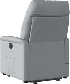 Elektrické zvedací masážní polohovací křeslo světle šedé textil 3303062