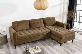 Rohová sedací souprava Stockholm hnědá manšestr 220cm