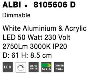 Nova Luce Stropní LED svítidlo ALBI, 50W 3000K stmívatelné Barva: Černá