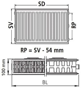 Kermi Therm Profil-Kompakt deskový radiátor 22 200 / 1200 FK0220201201NXK