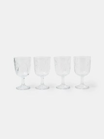 Sinsay - Sada sklenic na víno s reliéfním vzorem palem 4 pack - clear