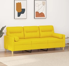 vidaXL 3místná pohovka s polštáři 180 cm textil [3200833] Barva: Světle žlutá