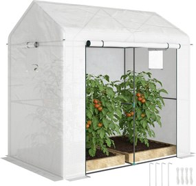 Outsunny PE zahradní skleník na balkon i zahradu, kryt 135 g/m², ocelový rám, rolovací zip dveře, pro zeleninu, rostliny a květiny, vnitřní/venkovní,
