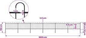 Zahradní plot s obloukem nahoře ocelový 1005 x 100 cm černý 277661
