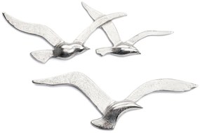 Nástěnná dekorace létající ptáci Flying 35 cm stříbrná