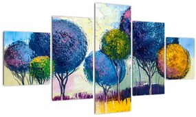 Obraz kopulovitých stromů, olejomalba (125x70 cm)