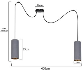 Lustr na lanku AVALO 2xE27/60W/230V pavouk šedá