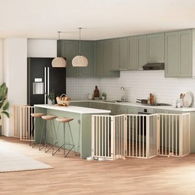 Zábrana pro psy s dvířky skládací 9 panelů 450 cm topol 3155532