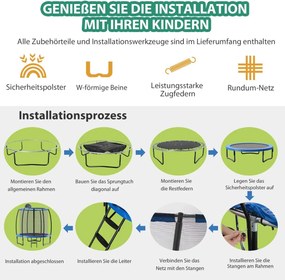 Costway Φ 244 cm venkovní trampolína s basketbalovým košem