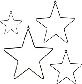 Závěsná vánoční dekorace BLACK STARS, sada 4 ks