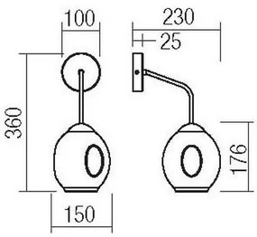 Redo 01-2618 - Nástěnná lampa PIERCE 1xE27/42W/230V černá/kouřová