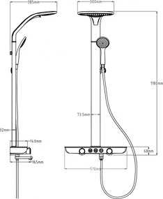 Mexen Blaze, sprchová sada s ruční a dešťovou hlavicí, černá-chromová, 78109-71