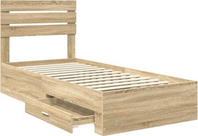 Rám postele Sonoma dub a stříbrná 75 x 190 cm Kompozitní dřevo 3411700