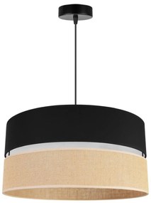 Závěsné svítidlo Juta, 1x jutové/černé textilní stínítko, (fi 45cm), b