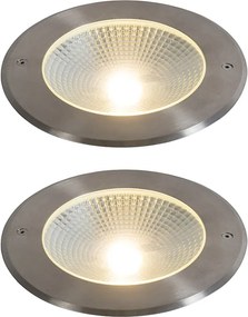 Sada 2 moderních zemních bodových svítidel ocel vč. LED 20W - Bridge
