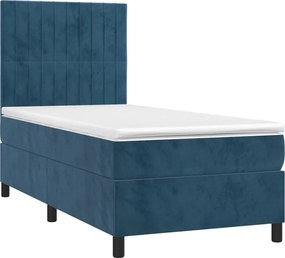 vidaXL Box spring postel s matrací 80 x 200 cm samet [3143113] Barva: Tmavě moddrá