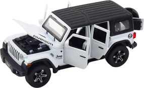 LEAN Toys Sada: terénní auto, karavan, kovové, pohon, světla, zvuky, bílá, 1:32