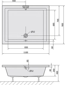 Polysan DEEP 110 x 90 cm 72363 sprchová vanička