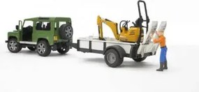 Bruder 02593 Land Rover Defender s přepravníkem + mikrobagr JCB / 1:16