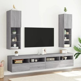 TV skříňky s LED osvětlením 2 ks šedé sonoma 30,5 x 30 x 102 cm - Default Title
