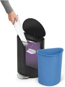 Simplehuman Pedálový odpadkový koš 6 l černá / kapsa na sáčky / ocel
