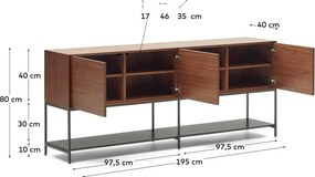 Nízká komoda v dekoru ořechu v přírodní barvě 195x80 cm Vedrana – Kave Home