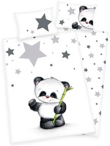HERDING FLANELOVÉ Povlečení do postýky Panda Bavlna Flanel 100/135, 40/60 cm