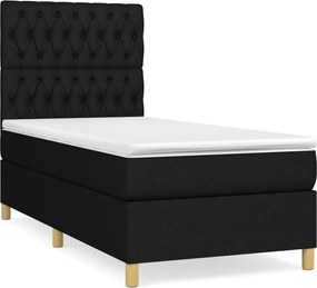 Box spring postel s matrací černá 90x200 cm textil 3142547