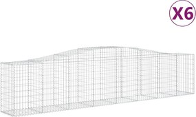 Klenuté gabionové koše 6 ks 400x50x80/100 cm pozinkované železo 3145947