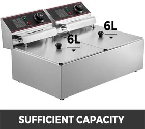 Elektrická fritéza 12 L 5000 W s dvojitým košem YB-82 se dvěma zásobníky na desku