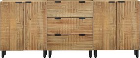 3 kusy příborníků hnědé 60x33x75 cm Masivní dřevo Mango 3310005