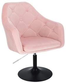 LuxuryForm DESIGN Otočné křeslo ANDORA VELUR na černém talíři - světle růžové