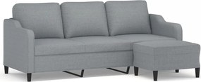 3místná pohovka s podnožkou světle šedá 180 cm textil 3201135