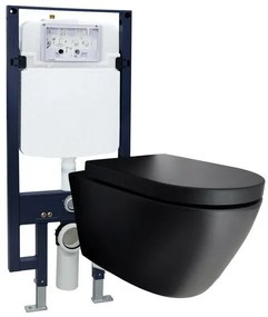 WC Set 42: Toaleta B-8030R černáPředstěnový instalační systém G3008 s panelem - Soft-close sedátko
