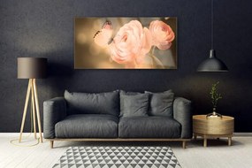 akrylový obraz Motýl Růže Příroda 120x60 cm