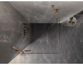 Mexen Lunar Duo, výklopný sprchový kout 105 x 105 cm, 8mm čiré sklo, profil měděná matná, 834-105L-105P-65-00