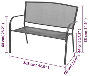 Zahradní lavice 108 cm ocel a pletivo antracitová - Default Title