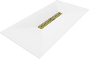 Mexen Toro, SMC obdélníková sprchová vanička 150 x 80 cm, bílá, zlatá krytka, 43108015-G