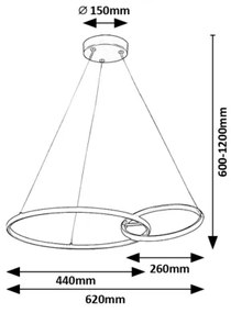 Rabalux 72296 - LED Lustr na lanku EMILION LED/36W/230V černá/zlatá