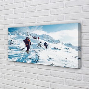 Obrazy na plátně Lezení na hory v zimě 100x50 cm
