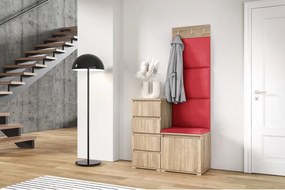 Eka Předsíňová stěna s čalouněnými panely Trinity 36 - Sonoma / Červená 2309